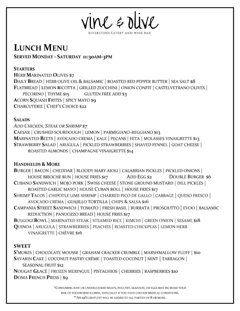 View All Menus - Vine & Olive